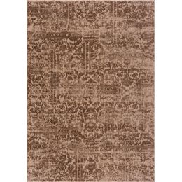 Teppich Home Affaire "Dilani" Gr. 1, braun, B:60cm H:12mm L:90cm, Kunstfaser, Teppiche, Vintage, dezenter Glanz, Hoch-Tief-Struktur, Schrumpf Carving-Effekt
