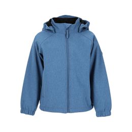 Softshelljacke ZIGZAG "Bjorn", Kinder, Gr. 104, blau, 96% Polyester, 4% Elasthan, unifarben, ohne Ausschnitt, Jacken, Mit wasserabweisender Membran