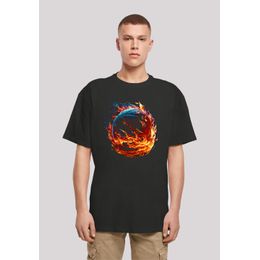 T-Shirt F4NT4STIC "Basketball On Fire Sport OVERSIZE TEE", Damen, Gr. XL, schwarz, Obermaterial: 100% Baumwolle, oversize, Rundhals, ohne B&uuml;ndchen, Shirts T-Shirt, Print