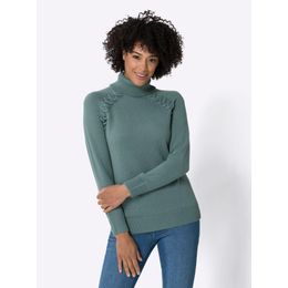 Rollkragenpullover Classic Basics "Rollkragen-Pullover", Damen, Gr. 44, gr&uuml;n (jade), 100% Polyacryl, unifarben, Pullover Rollkragenpullover