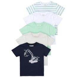 T-Shirt STACCATO "Bagger", Jungen, Gr. 128/134, blau (marine), Oberstoff: 100% Baumwolle., Rundhals, Shirts T-Shirt, 5-er Set