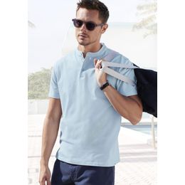 Poloshirt John Devin "mit Stehkragen", Herren, Gr. 3XL (64/66), blau (hellblau), Piqu&eacute;, Obermaterial: 100% Baumwolle, unifarben, regular fit normal, Rundhals, abgesteppte Kante, Shirts, Regular-Fit, aus Baumwoll-Piqu&eacute;