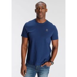 Rundhalsshirt DELMAO, Herren, Gr. 3XL (64/66), blau, Single Jersey, Obermaterial: 100% Baumwolle, unifarben, Basic, regular fit, Rundhals, Shirts, Kurzarm, Regular Fit, basic, aus 100% Baumwolle