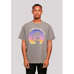 T-Shirt F4NT4STIC "Alien Peace Sunset", Damen, Gr. L, grau (asphalt), Obermaterial: 100% Baumwolle, oversize, Rundhals, ohne B&uuml;ndchen, Shirts T-Shirt, Premium Qualit&auml;t