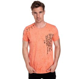 T-Shirt Rusty Neal, Herren, Gr. XXL, rot (lachs), 100% Baumwolle, normal, Rundhals, Shirts T-Shirt, im tollen Vintage-Look