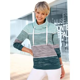 Sweatshirt Classic Basics, Damen, Gr. 42, gr&uuml;n (petrol, kalkmint, bedruckt), 100% Baumwolle, gemustert, gestreift, mehrfarbig, Sweatshirts Sweatshirt