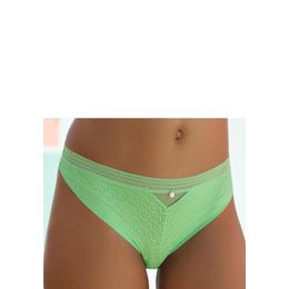 String Lascana, Damen, Gr. 32/34, grün (maigrün), Spitze, Obermaterial: 81% Polyamid, 19% Elasthan, Unterhosen, aus Spitze in moderner Optik mit extraflachen Kanten