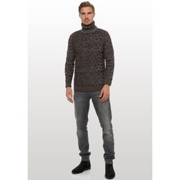 Strickpullover Rusty Neal, Herren, Gr. S, gr&uuml;n (khaki), 70% Polyacryl, 30% Baumwolle, unifarben, normal, hoch geschlossener Ausschnitt, Pullover Strickpullover, mit angesagtem Karo-Design