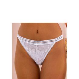 Tanga Lascana, Damen, Gr. 48/50, weiß, Spitze, Obermaterial: 87% Polyamid, 13% Elasthan, Unterhosen, aus floraler Jacquardspitze