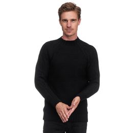 Strickpullover Rusty Neal, Herren, Gr. 3XL, schwarz, 75% Polyacryl, 25% Baumwolle, unifarben, normal, hoch geschlossener Ausschnitt, Pullover Strickpullover, mit elegantem Stehkragen