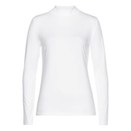 Stehkragenshirt Lascana, Damen, Gr. 32/34, wei&szlig;, Jersey, Obermaterial: 95% Baumwolle, 5% Elasthan, unifarben, figurbetont h&uuml;ftlang, Shirts Stehkragenshirt