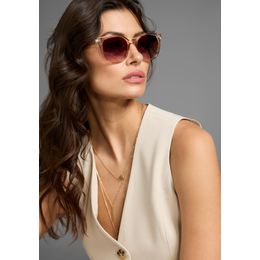 Sonnenbrille Laura Scott, Damen, rosa (apricot), transparent, Sonnenbrillen Sonnenbrille, mit transparentem Rahmen & goldfarbendem Detail - NEW