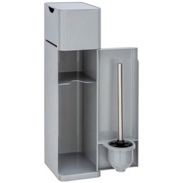 WC-Garnitur Wenko "Imon", grau, B:20cm H:58,5cm L:15cm, Kunststoff, Reinigungsbürsten