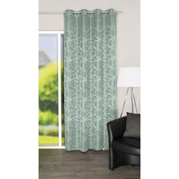 Gardine Home Wohnideen "LENNY" Gr. 1, grün (lindgrün), B:140cm H:245cm, Jacquard, Polyester, Gardinen, DEKOSTOFF, JACQUARDMUSTERUNG, ÖSEN