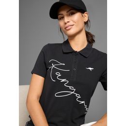 Poloshirt Kangaroos, Damen, Gr. 36/38, schwarz-wei&szlig; (schwarz, wei&szlig;), Piqu&eacute;, Obermaterial: 100% Baumwolle, bedruckt, unifarben, figurbetont h&uuml;ftbedeckend, Rundhals, Shirts, mit gro&szlig;em Logoschriftzug