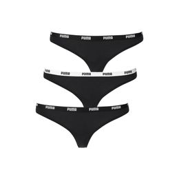 String Puma, Damen, Gr. L, schwarz, Obermaterial: 95% Baumwolle, 5% Elasthan, bedruckt, unifarben mit Farbeinsatz, eng, Unterhosen, mit Logobund