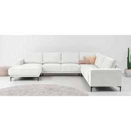 Places of Style Wohnlandschaft »XXL Sofa Oland, Struktur, Flachgewebe, Luxus-Microfaser, Boucle« U-Form, 342 cm, Wellenunterfederung,...