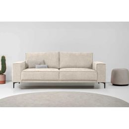 Places of Style 3-Sitzer »3er Sofa Oland, Struktur, Flachgewebe, Luxus-Microfaser, Boucle« 224 cm, Wellenunterfederung, Skandi-Design, Metallfüße...