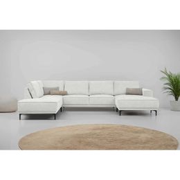 Places of Style Wohnlandschaft »XXL Sofa Oland, Struktur, Flachgewebe, Luxus-Microfaser, Boucle« U-Form, 345 cm, Wellenunterfederung,...