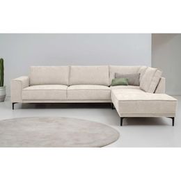 Places of Style Ecksofa »Polsterecke Oland, Struktur, Flachgewebe, Luxus-Microfaser, Boucle« L-Form, 289 cm, Wellenunterfederung, Skandi-Design,...