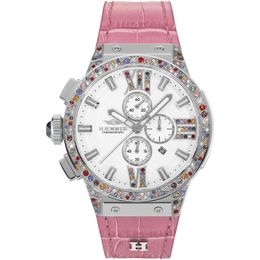 Haemmer Germany Chronograph »EMINENT« Quarzuhr, Armbanduhr, Damenuhr, analog, Tag, Stoppfunktion pink-weiß Exquisiter Damenchronograph