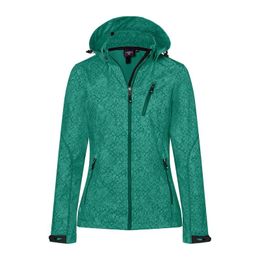DEPROC Active Softshelljacke &raquo;ALBERTA PEAK&laquo; leichte Softshelljacke mit All-Over-Print und abnehmbarer Kapuze t&uuml;rkis 44L 44L Leichte Softshelljacke...