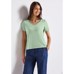 Street One T-Shirt mit H&auml;kel-Details und Viskose soft jade green 36 36 Leinen-Look-Shirt von Street One