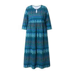 Ulla Popken Kleid Damen Gr&ouml;&szlig;e 42/44 blau / marine / aqua / petrol Winterkleid