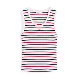 Tommy Jeans Top 'Essential' Damen Gr&ouml;&szlig;e L nachtblau / dunkelrot / wei&szlig;