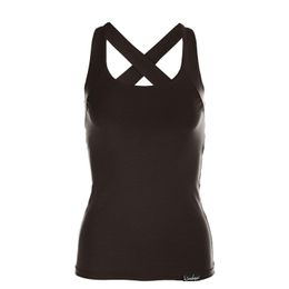 Sporttop WINSHAPE "WVR25", Damen, Gr. XL, schwarz, 90% Baumwolle, 10% Elasthan, eckiger Ausschnitt, Tops Sporttop, Cross Back Style