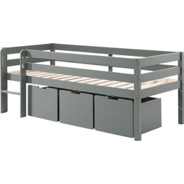 Spielbett Vipack "Pino, Kiefer massiv, mit Rolllattenrost, 3 Rollboxen, Made in Europe", grau, B:104,9cm H:83cm L:207,6cm, Betten, wahlweise mit oder ohne Hängeregal, 2 Farben zur Auswahl