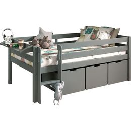 Spielbett Vipack "Pino, Kiefer massiv, mit Rolllattenrost, 3 Rollboxen, Made in Europe", grau, B:104,9cm H:83cm L:207,6cm, Betten, wahlweise mit oder ohne Hängeregal, 2 Farben zur Auswahl