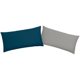 Kissenbezug my home "DESNER2", blau (marine, hellgrau), B:40cm L:80cm, Microfaser, Obermaterial: 100% Polyester, Kissenbezüge, Kissenhülle mit Wendeoptik