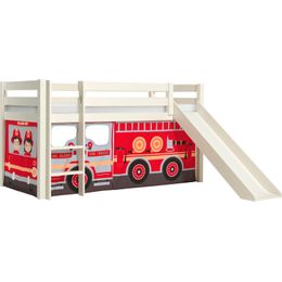 Spielbett Vipack "Pino, Kiefer massiv, mit Rolllattenrost u. Textil-Set, Made in Europe", weiß, B:218cm H:114cm L:210cm, Betten, verschiedene Textil-Designs und Holzfarben zur Wahl