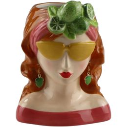 Dekovase AM Design "Verspielte Vase aus Dolomit", rot, B:11,8cm H:18,5cm, Dolomit, Vasen, mit fruchtigem Design