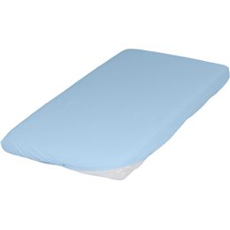 Matratzenschutzbezug SETEX "Feinbiber Spannbetttuch wasserdicht", blau (hellblau), B:60cm H:0,5cm L:120cm, Bezug: 100% Baumwolle. F&uuml;llung: 100% Polyurethan, Matratzenzubeh&ouml;r, F&uuml;r Matratzen mit einer von H&ouml;he von 10-12cm