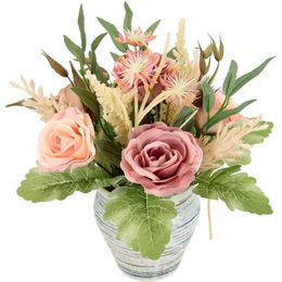Kunstblume I.GE.A. "Gesteck Rosen im Topf", lila (mauve), B:26cm H:24cm L:26cm, Polyester, Kunstpflanzen