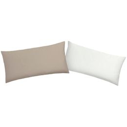 Kissenbezug my home "DESNER2", weiß (weiß, beige), B:40cm L:80cm, Microfaser, Obermaterial: 100% Polyester, Kissenbezüge, Kissenhülle mit Wendeoptik