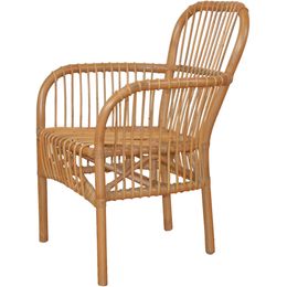 Esszimmersessel, gelb (honigfarben, ohne sitzkissen), B:60cm H:85cm T:65cm, HOFMANN LIVING AND MORE, Sessel, Esszimmerstuhl Rattanstuhl, Handgeflochten