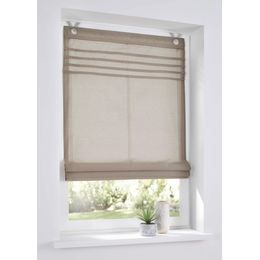 Raffrollo Kutti "Kessy Biese" Gr. 5, beige (naturfarben), B:120cm H:140cm, Obermaterial: 65% Baumwolle, 35% Polyester, Raffrollos, halbtransparent, Baumwolle, Polyester, Hakenaufhängung