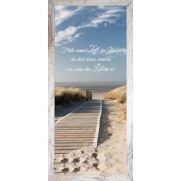 Bild mit Rahmen BÖNNINGHOFF "Strand- Spruch", braun (farbe bild(er): vintage), B:23cm H:49cm T:2cm, MDF, Papier, Bilder