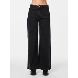 High-waist-Jeans Pieces "PCSELMA HW WIDE JEANS BL NOOS BC", Damen, Gr. 25, L&auml;nge 32, schwarz (schwarz denim), Denim/Jeans, Obermaterial: 99% Baumwolle, 1% Elasthan, unifarben, Jeans High-Waist-Jeans