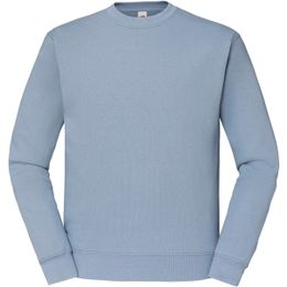 Sweatshirt Fruit of the Loom, Herren, Gr. M (48/50), blau (mineral blau), angeraute Sweatware, Obermaterial: 80% Baumwolle, 20% Polyester, unifarben, schmal h&uuml;ftlang, Rundhals, Rippb&uuml;ndchen, Sweatshirts Sweatshirt, im unifarbenen Design