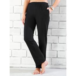 Homewearpants, Damen, Gr. 40, Normalgr&ouml;&szlig;en, schwarz, 100% Baumwolle, unifarben, lang, Hosen