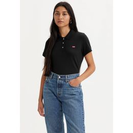 Levi's Poloshirt LEVI'S "Slim Polo Neutrals", Damen, Gr. L (40), schwarz (caviar), Jersey, Obermaterial: 95% Baumwolle, 5% Elasthan, slim fit normal, ohne Ausschnitt, Shirts