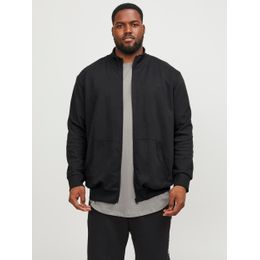 Jack & Jones PlusSize Sweatshirt "JJEPAULOS SWEAT ZIP NOOS PLS", Herren, Gr. 5XL, schwarz, angeraute Sweatware, Obermaterial: 50% Baumwolle, 50% Polyester, JACK & JONES PLUSSIZE, regular fit normal, hoch geschlossener Ausschnitt, Bündchen, Sweatshirts
