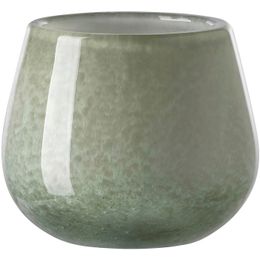 Tischvase Fink "MARLY", grün (hellgrün), H:11cm Ø:13,5cm, Glas, Vasen, Dekovase, Blumenvase, Windlicht, Vase aus Glas