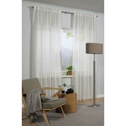 Gardine Gardinia "GRS Schal Zen Silence mit Gardinenband", weiß (reiskörner weiß), B:135cm H:245cm, Obermaterial: 100% Kunststoff, Gardinen, blickdicht, Kunststoff, Stoff aus 50 % recyceltes Polyester