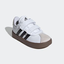 Klettschuh adidas Sportswear "VL COURT 3.0 KIDS", Gr. 23, schwarz-weiß (cloud weiß, core schwarz, grau one), Leder, Synthetik, Sportlich, Schuhe, inspiriert vom Design des adidas samba