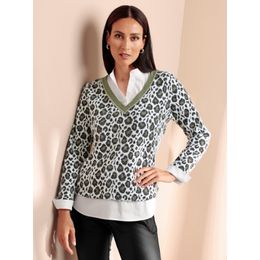 Heine Damen 2-in-1-Pullover, Gr&uuml;n, Gr. 38, V-Ausschnitt Pullover, Material: Polyamid
